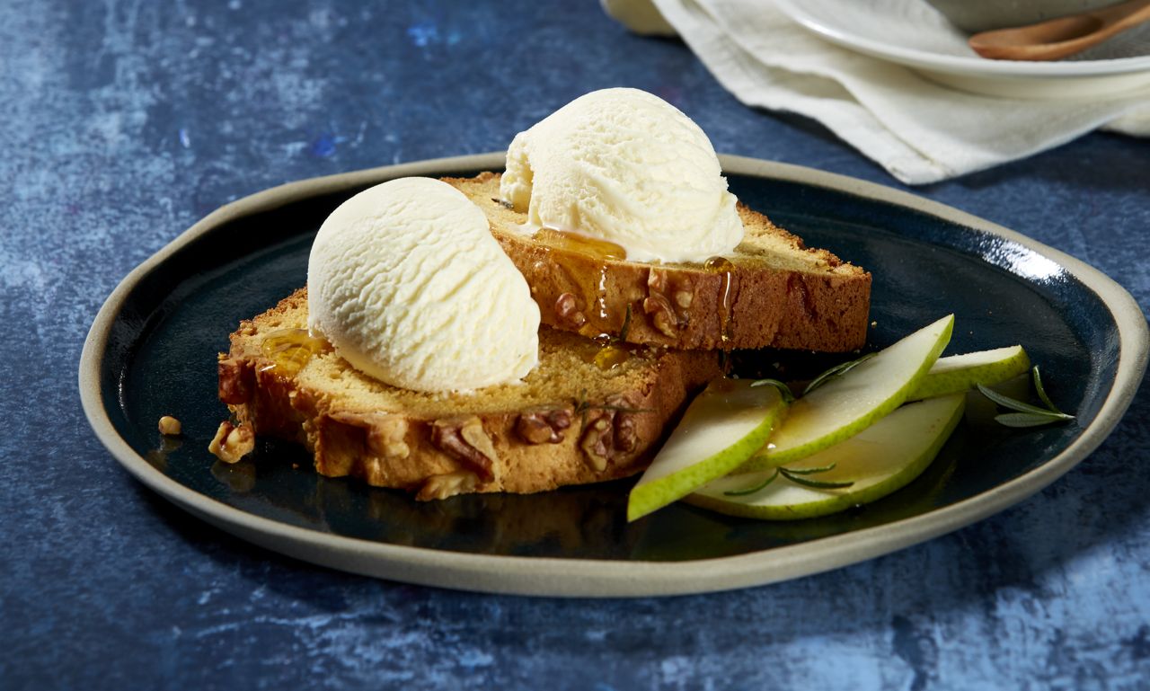Pear & Rosemary Bread with Vanilla Ice Cream | Bulla