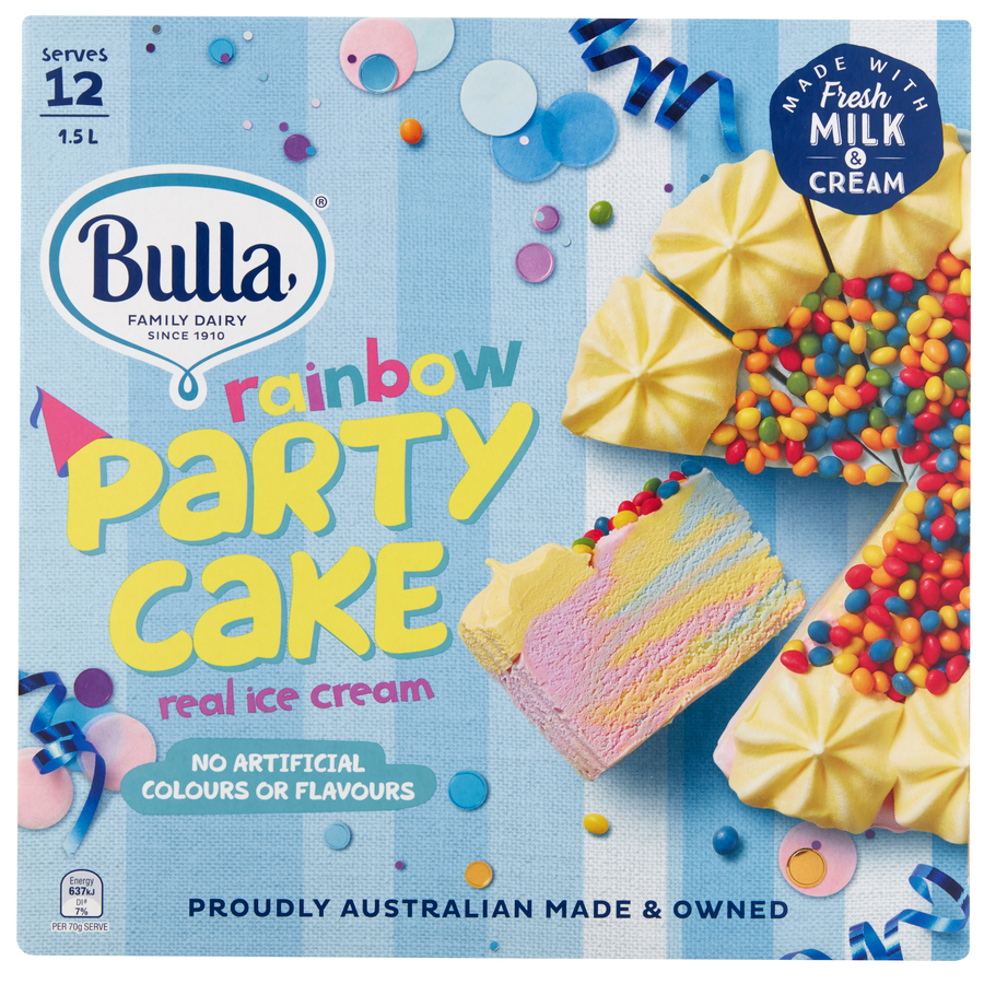 Bulla Rainbow Ice Cream Party Cake - Serves 12 | Bulla